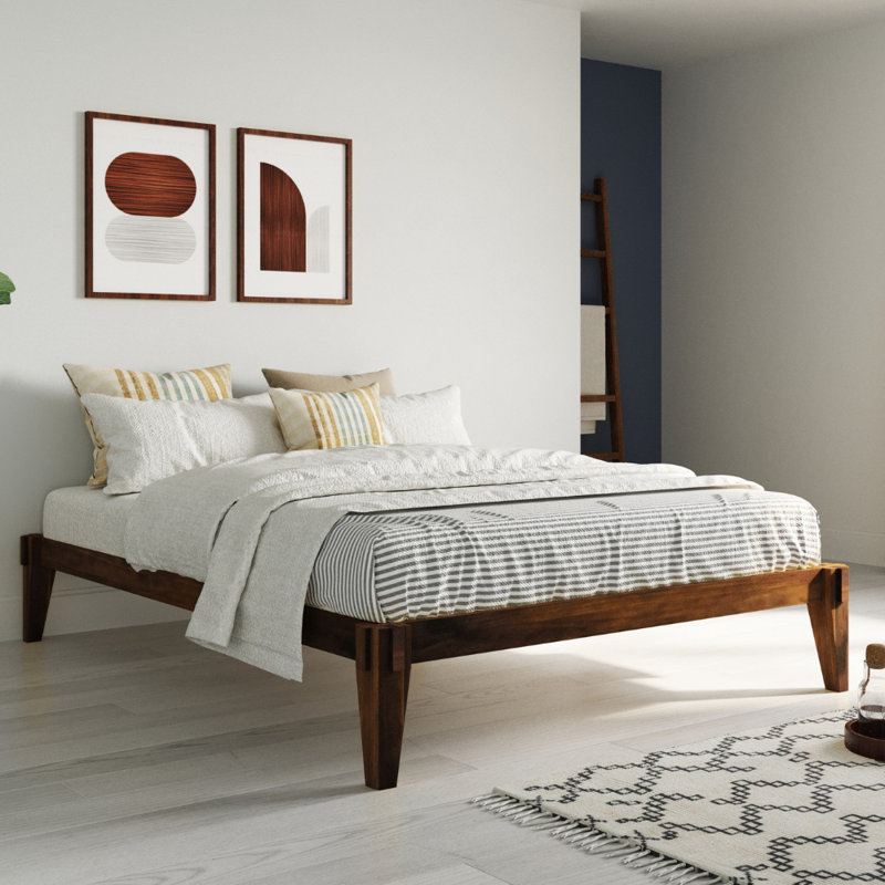 George Oliver Jamerian Chalipa Solid Wood Platform Bed Frame Without Headboard, Modern Bed ...